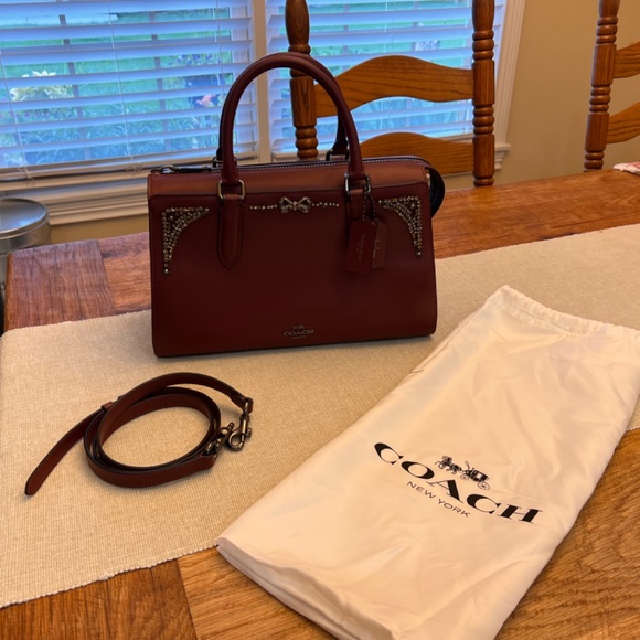 Coach | Bags | Coach Selena Gomez Bond Leather Rhinestone Satchel Purse ...